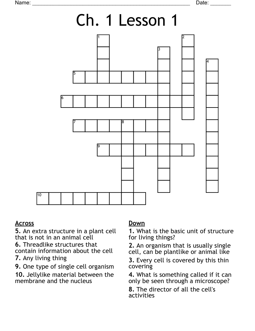 Ch. 1 Lesson 1 Crossword - WordMint