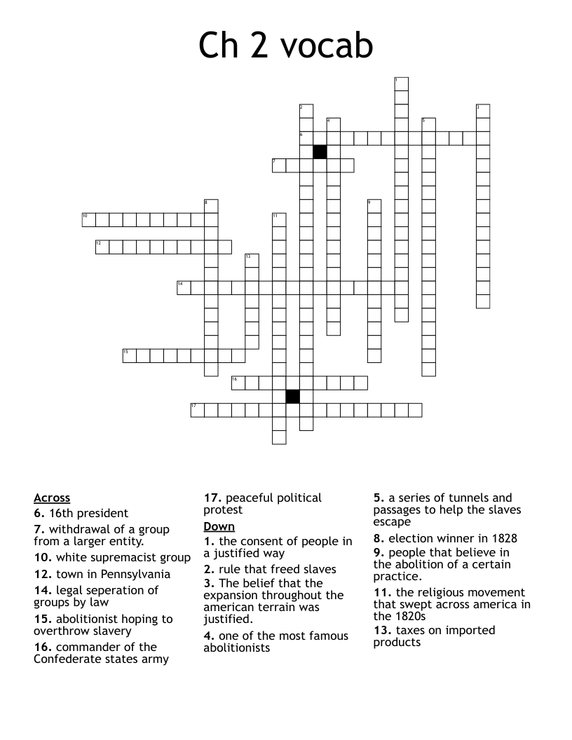 Ch 2 vocab Crossword - WordMint