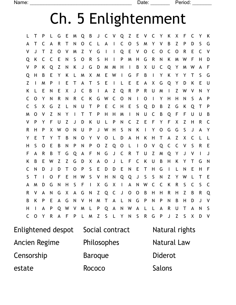 Ch 5 Enlightenment Word Search WordMint