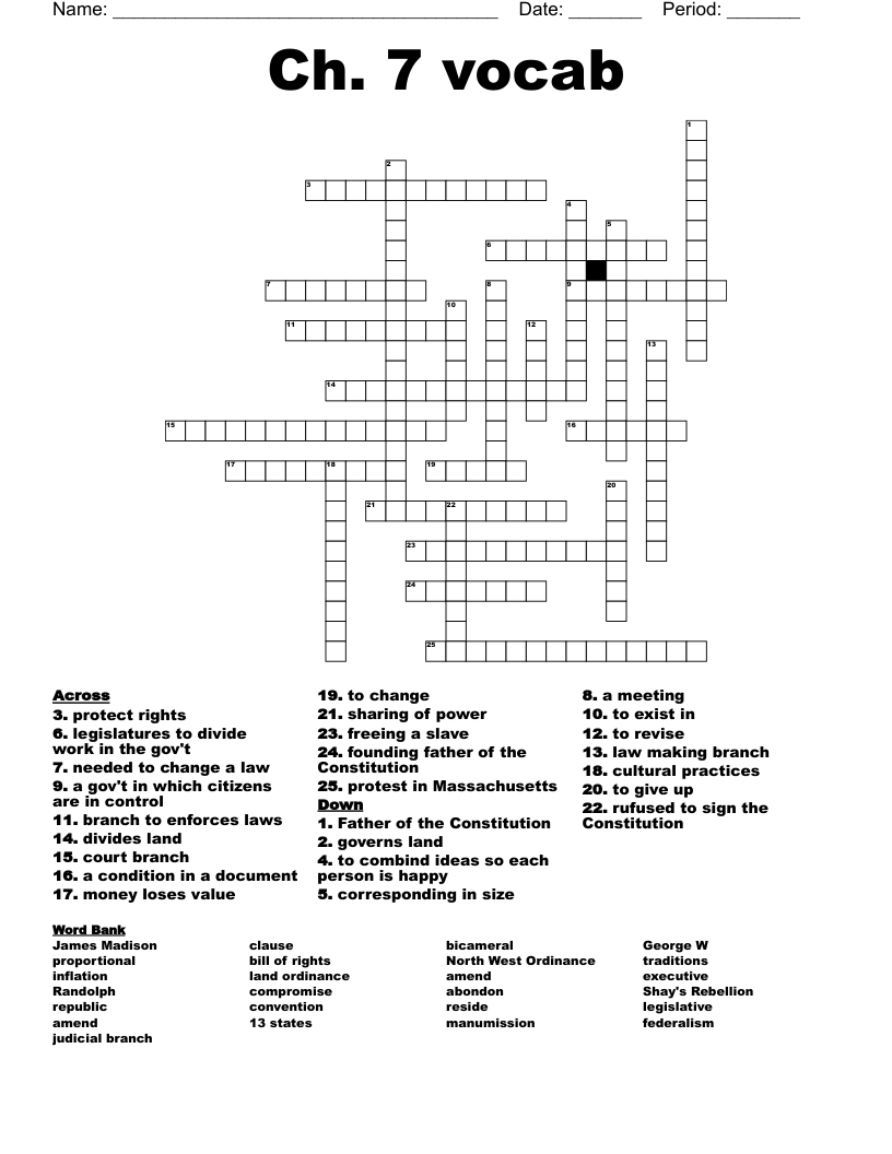 Ch. 7 vocab Crossword - WordMint