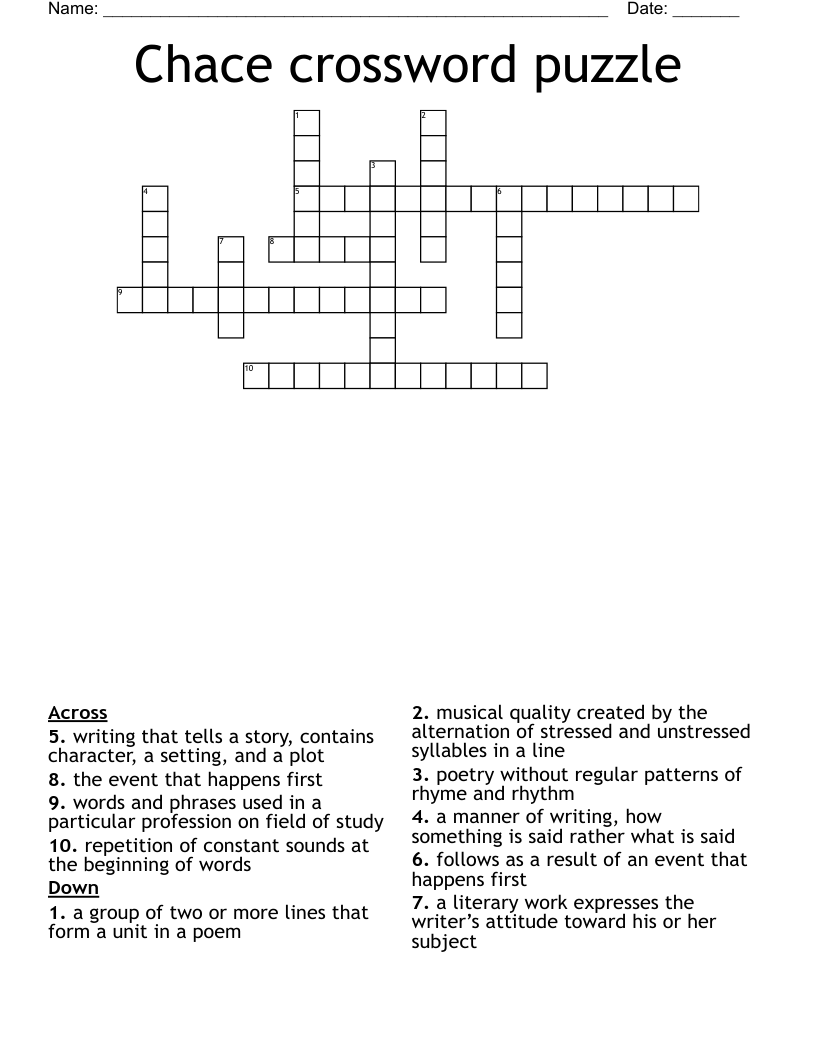 Chace crossword puzzle - WordMint