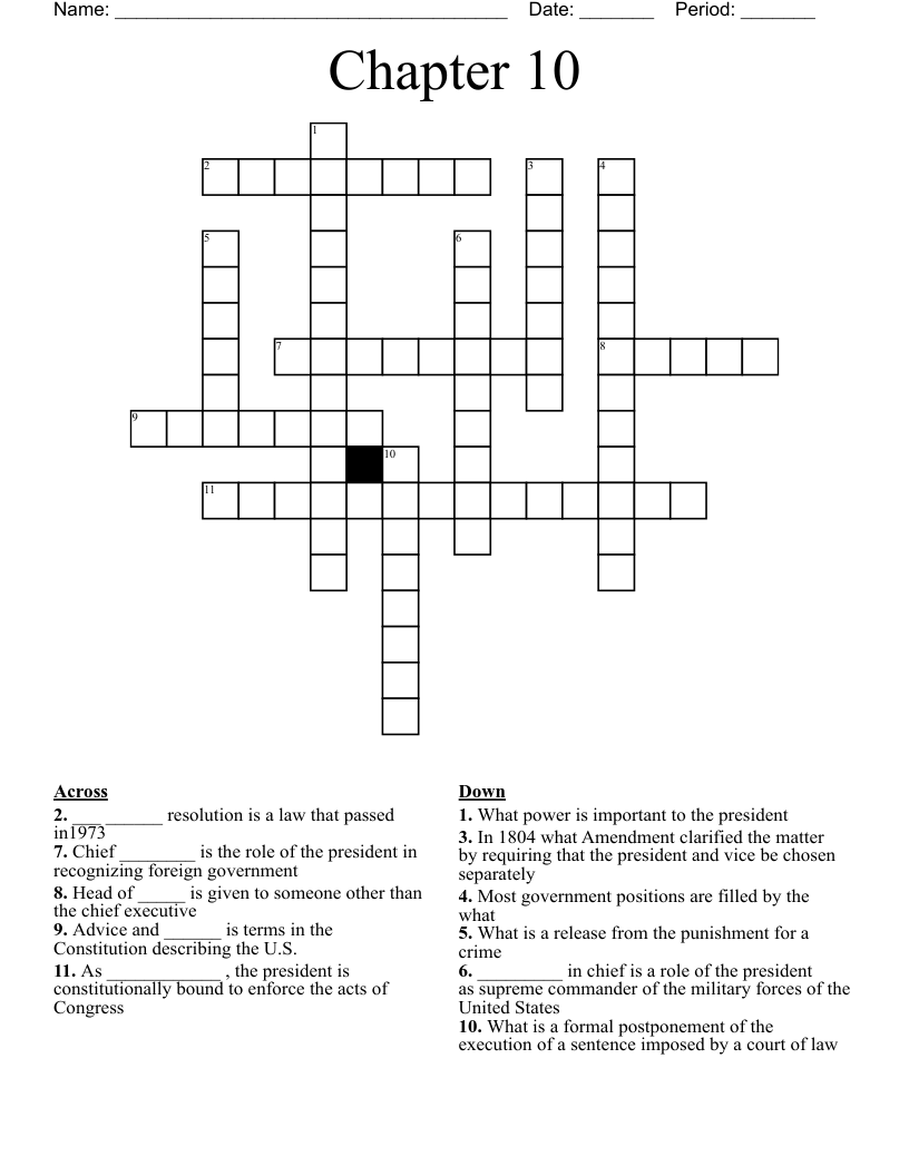 Chapter 10 Crossword - WordMint