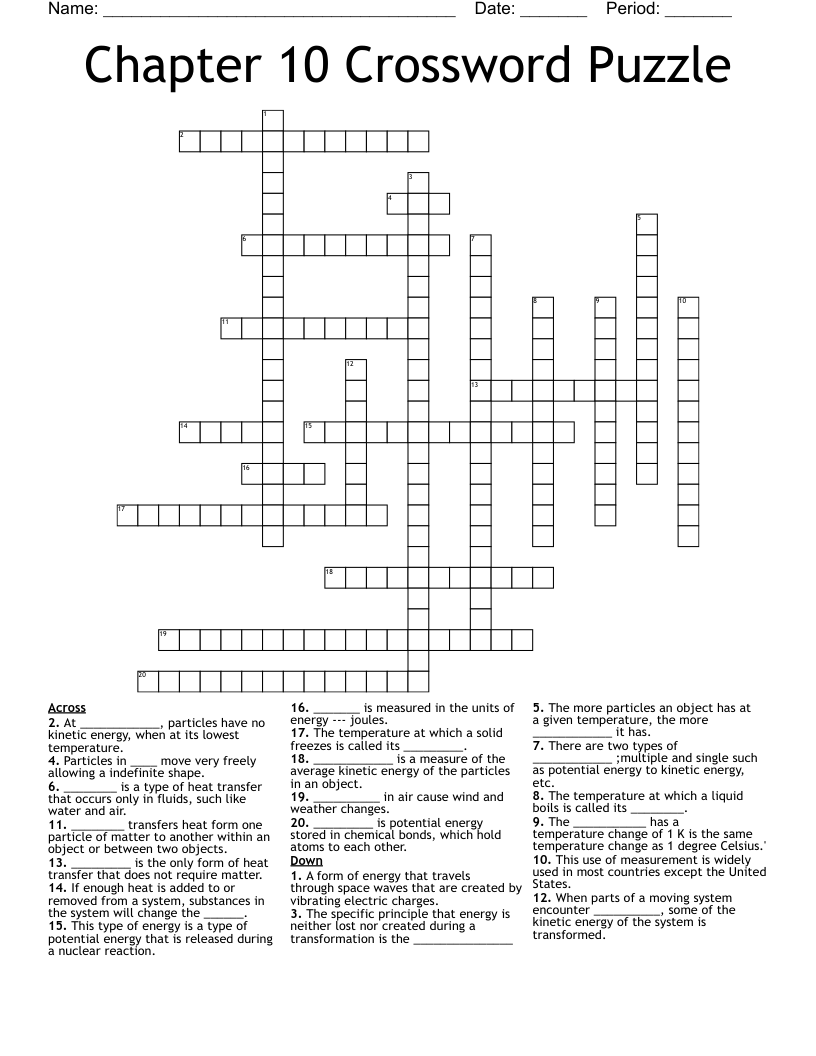 Chapter 10 Crossword Puzzle WordMint