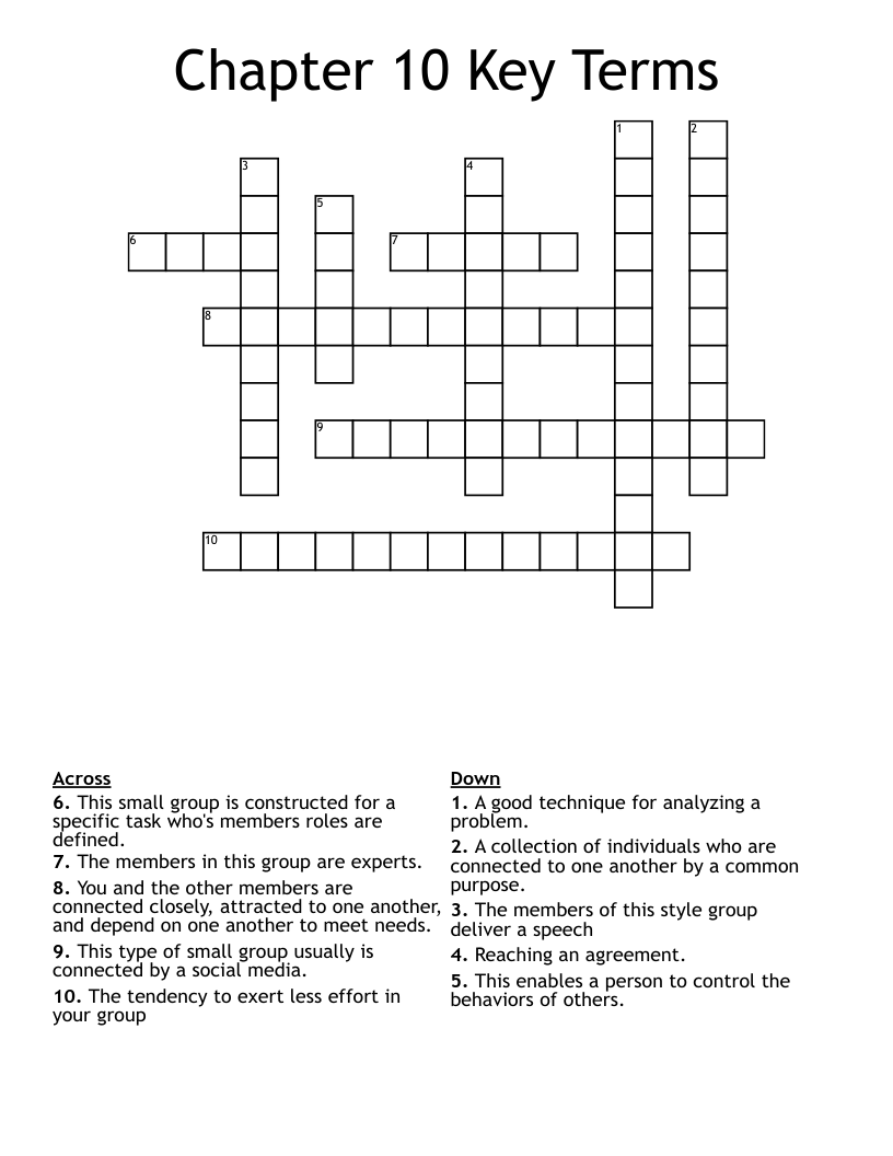 Chapter 10 Key Terms Crossword - WordMint