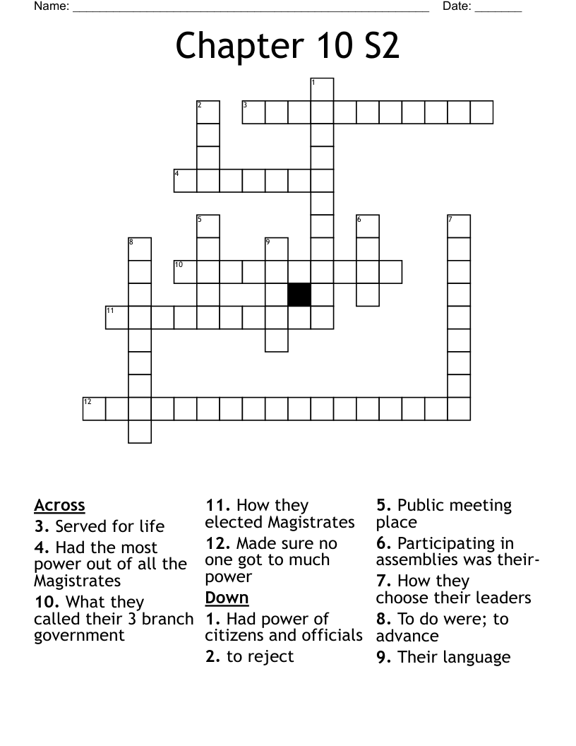 Chapter 10 S2 Crossword - WordMint