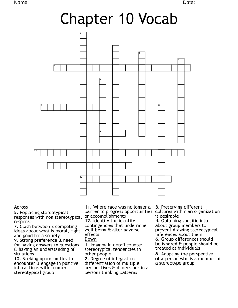 Chapter 10 Vocab Crossword - WordMint