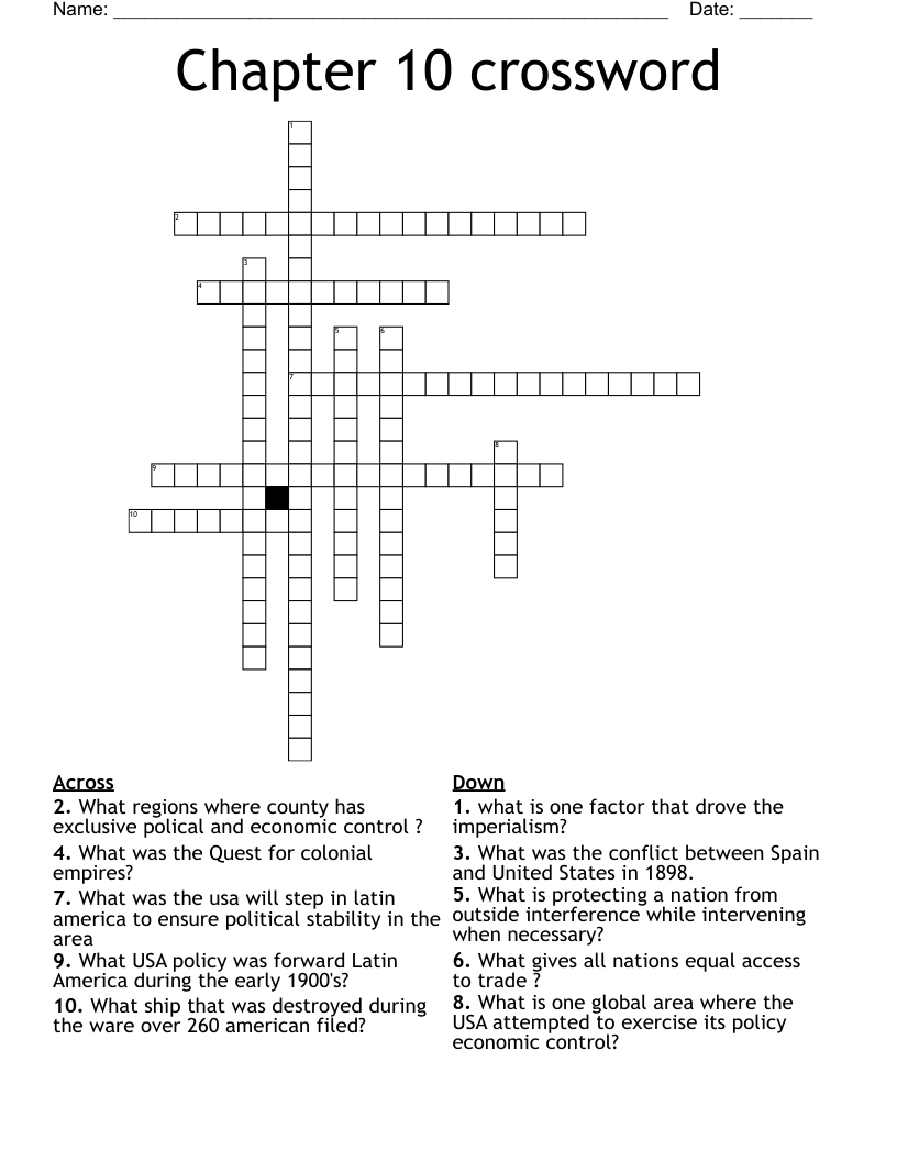Chapter 10 crossword - WordMint