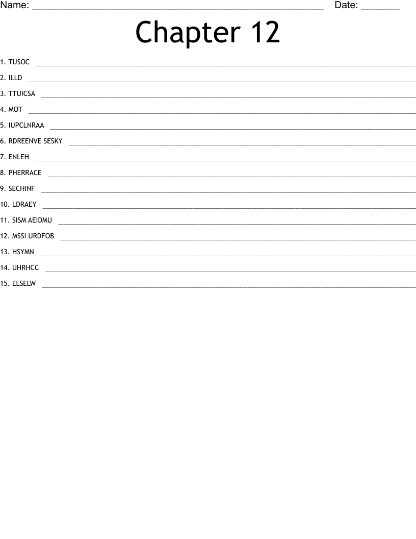 Chapter 12 Word Scramble - WordMint