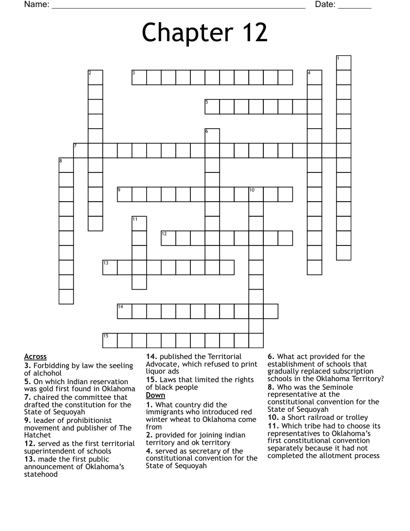 Chapter 12 Crossword - WordMint