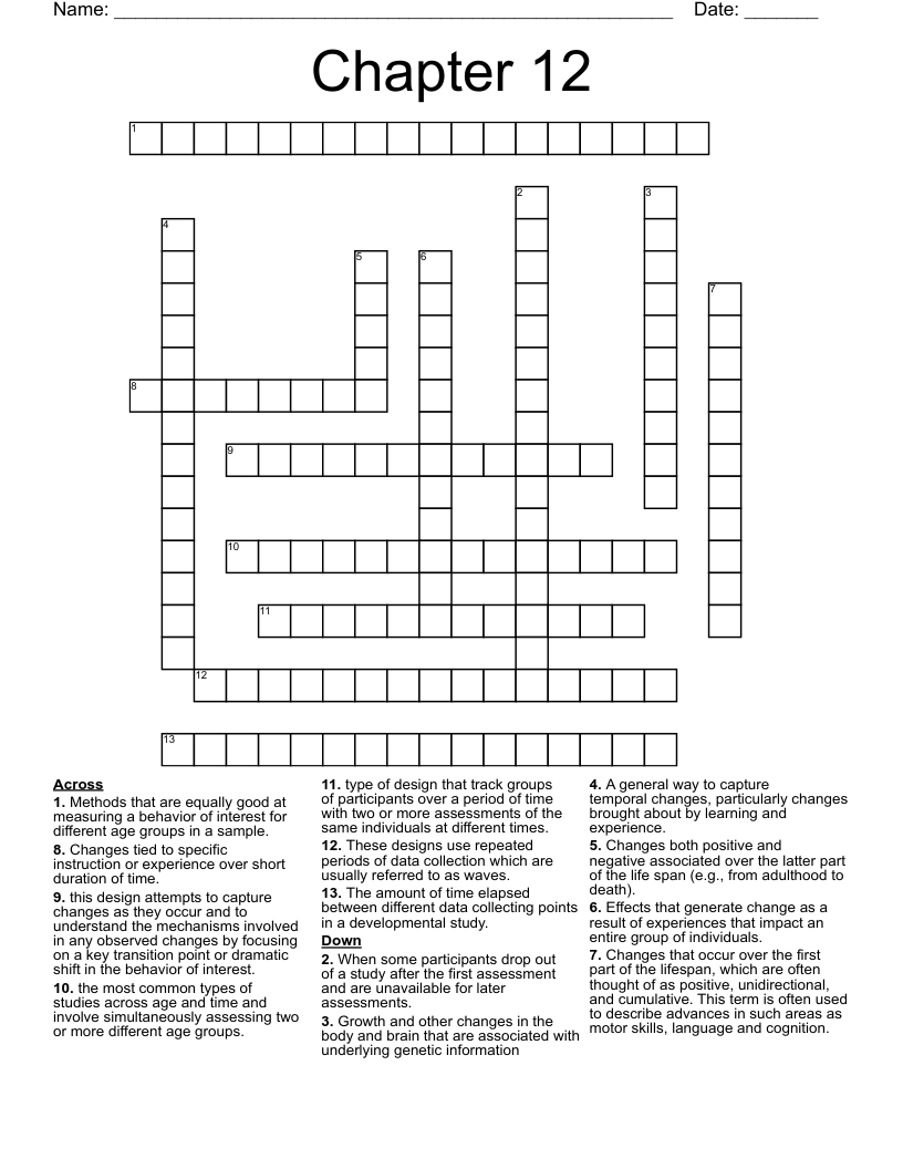 Chapter 12 Crossword - WordMint