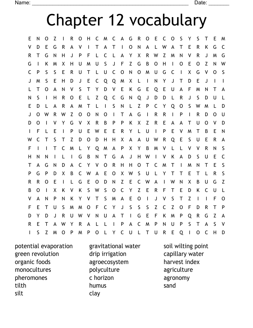 Chapter 12 vocabulary Word Search - WordMint