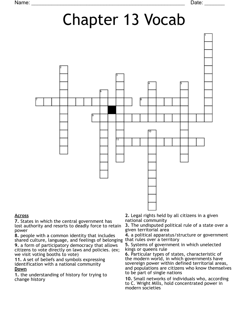 Chapter 13 Vocab Crossword - WordMint