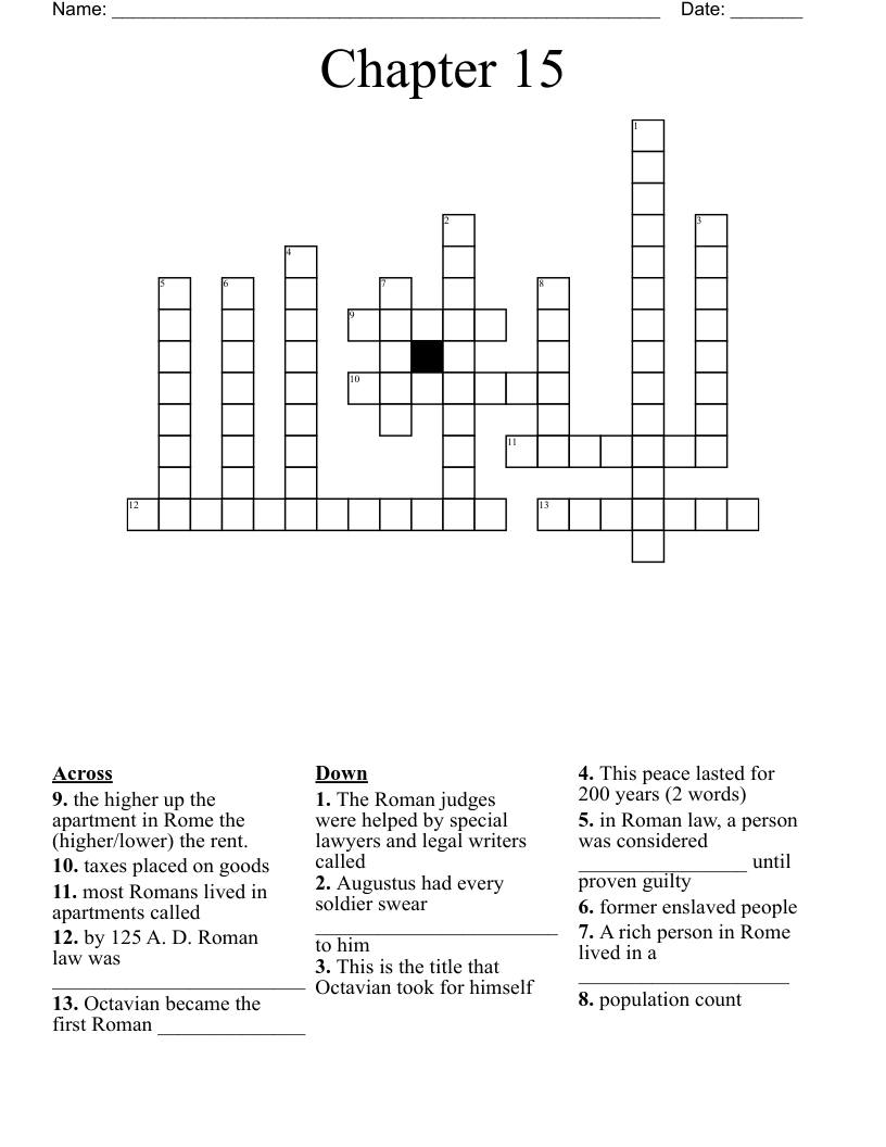Chapter 15 Crossword - WordMint