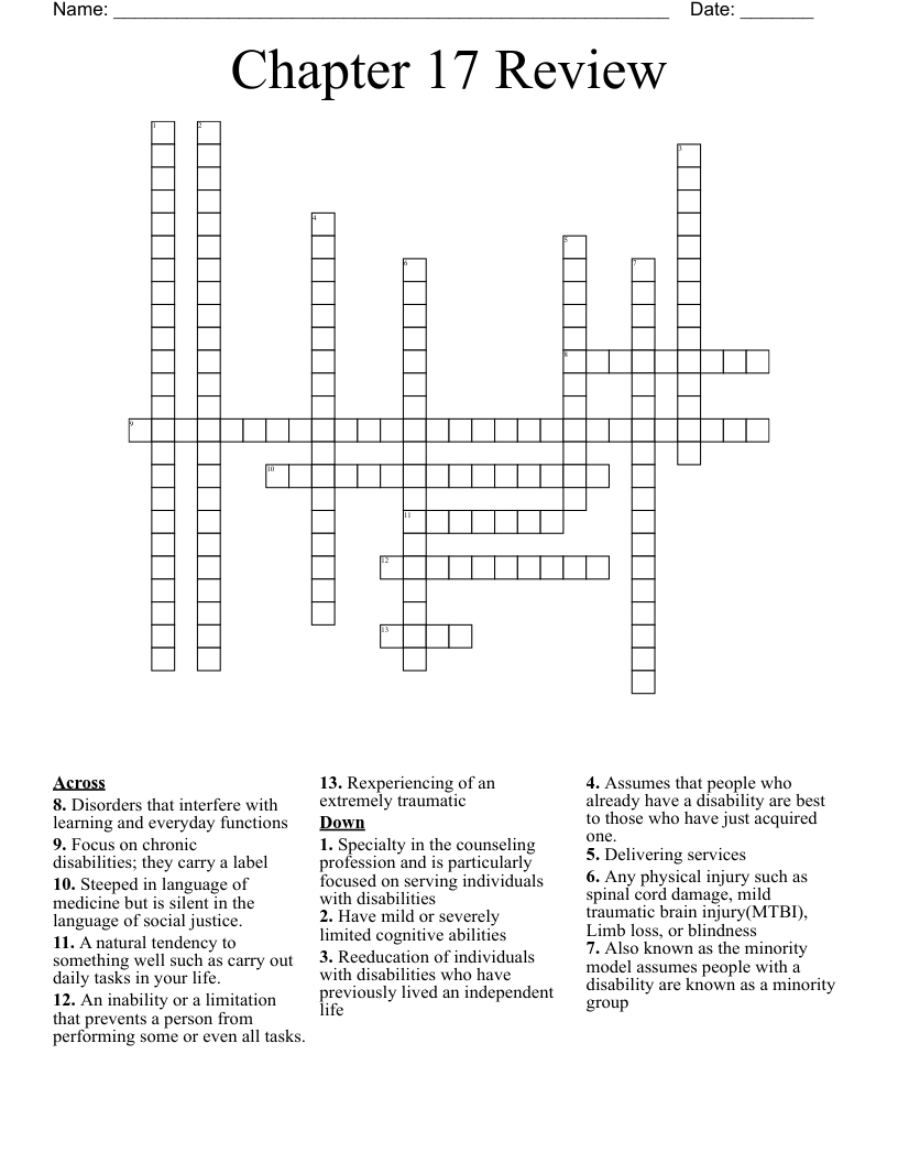 Chapter 17 Review Crossword - WordMint