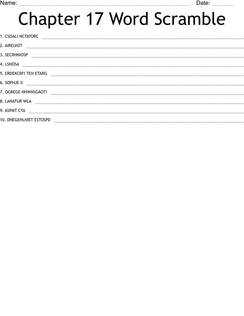 Chapter 17 Word Scramble - WordMint