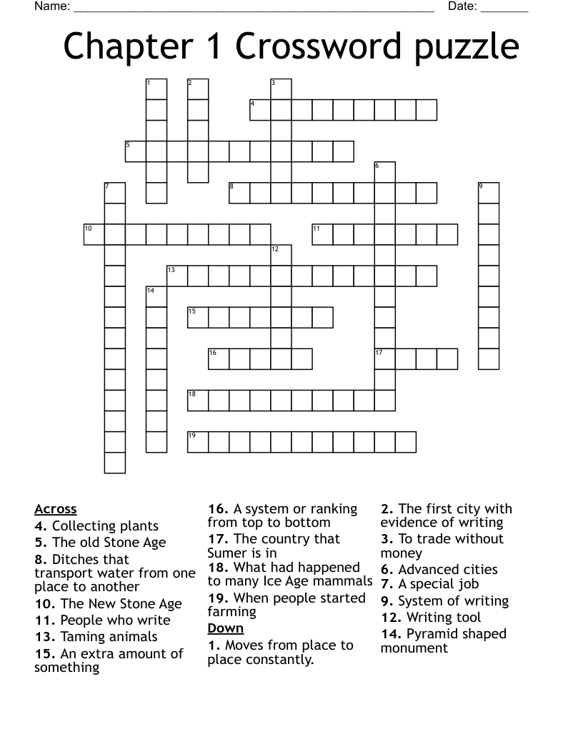 Chapter 1 Crossword Puzzle WordMint