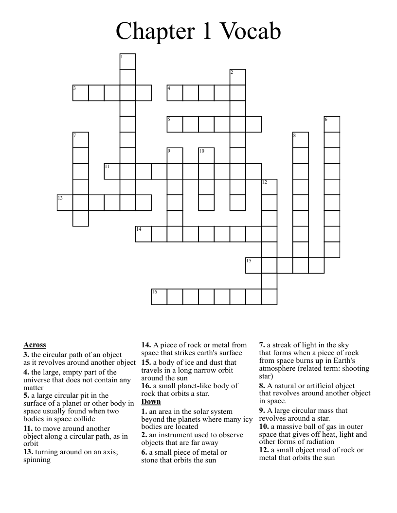 Chapter 1 Vocab Crossword - WordMint