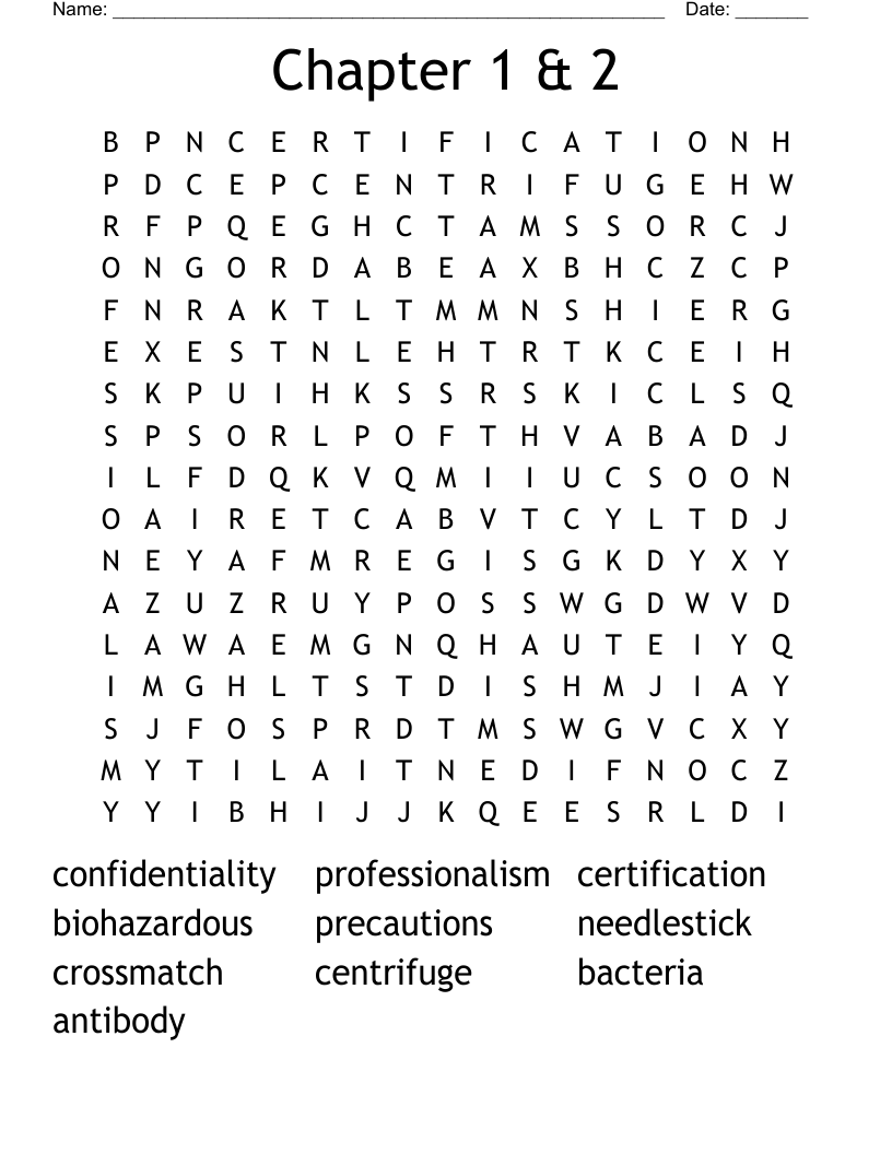 Chapter 1 & 2 Word Search - WordMint
