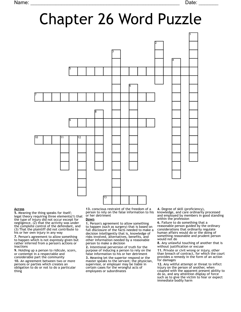 Chapter 26 Word Puzzle Crossword - WordMint
