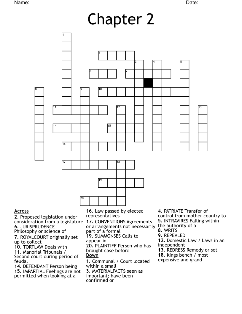 Chapter 2 Crossword - WordMint