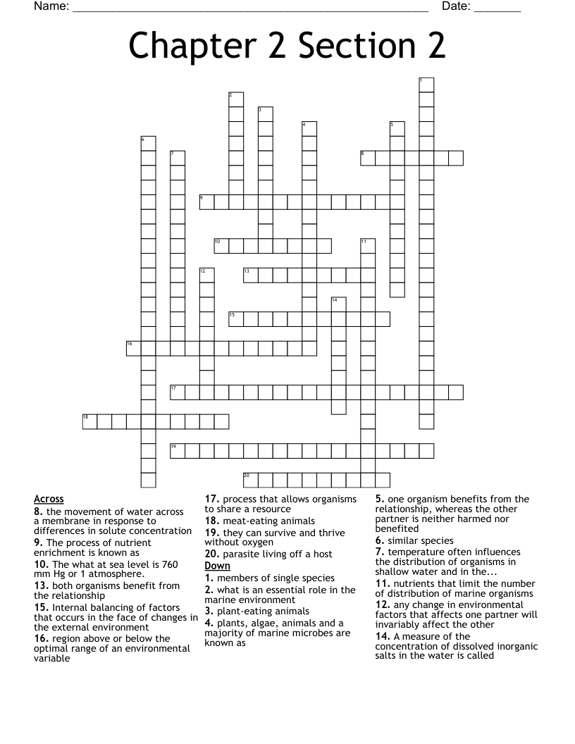 Chapter 2 Section 2 Crossword - WordMint