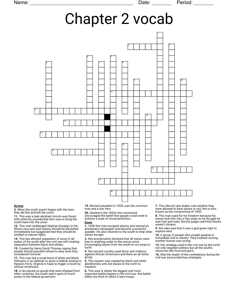 Chapter 2 vocab Crossword - WordMint