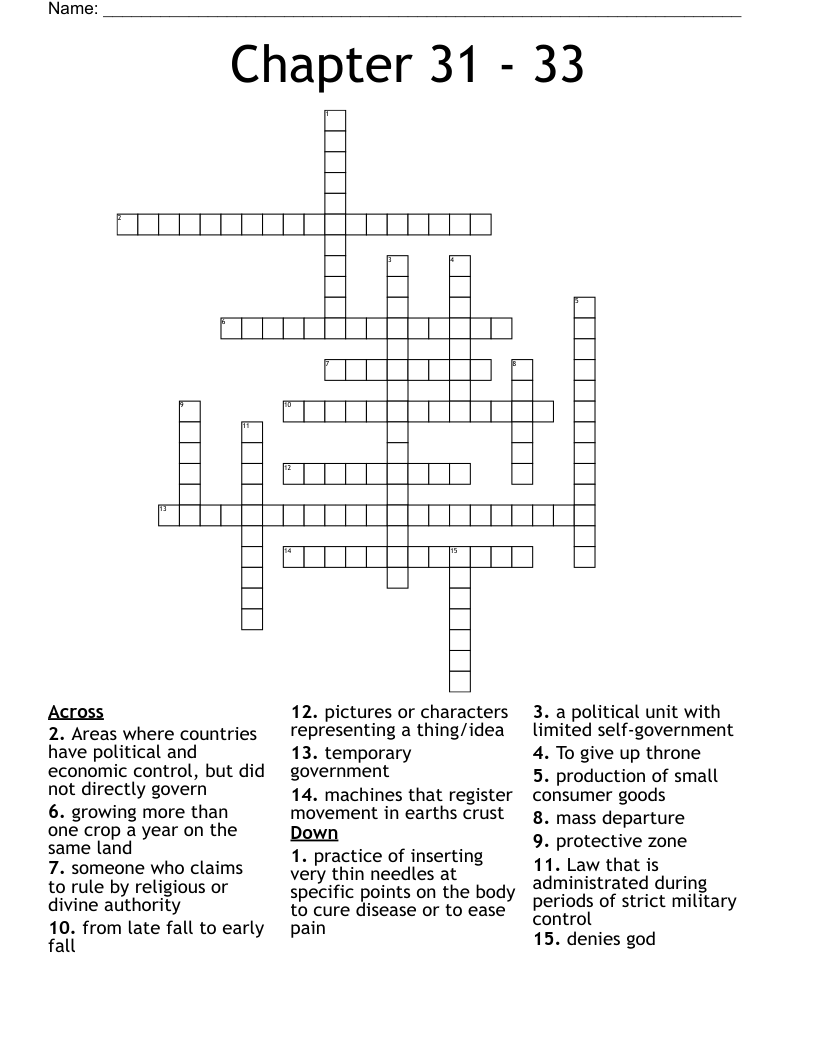 Chapter 31 - 33 Crossword - WordMint