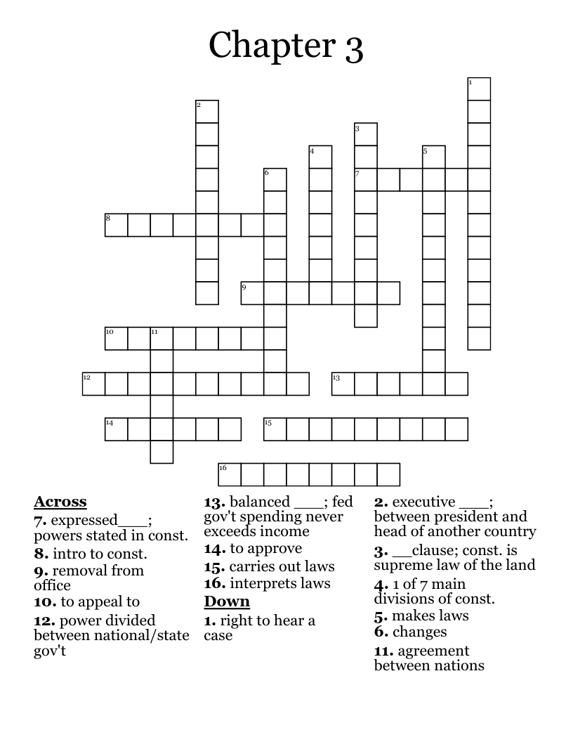 Chapter 3 Crossword - WordMint