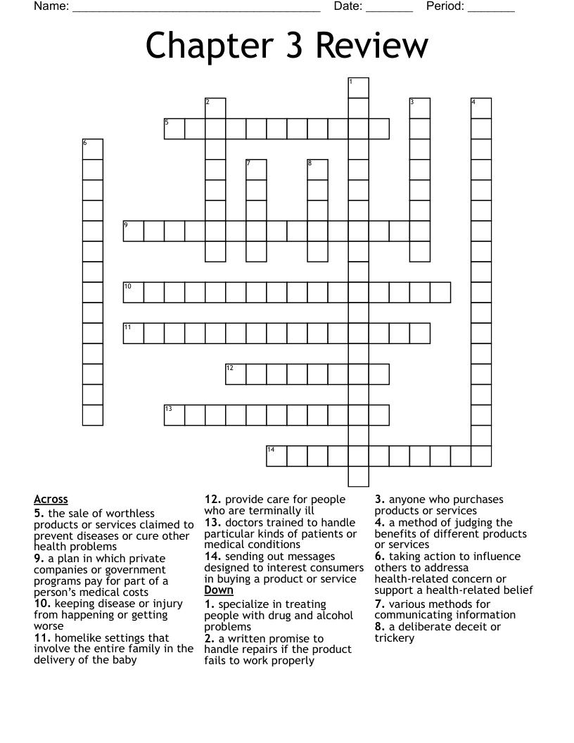 Chapter 3 Review Crossword - WordMint