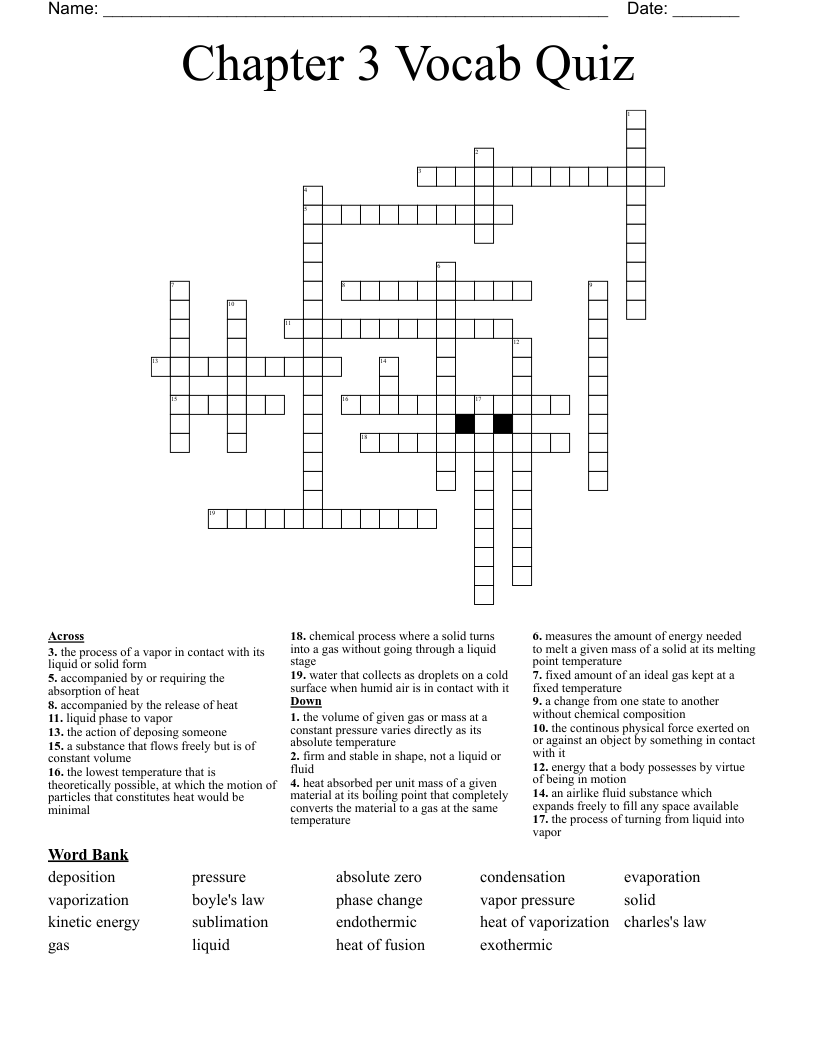 Chapter 3 Vocab Quiz Crossword - WordMint