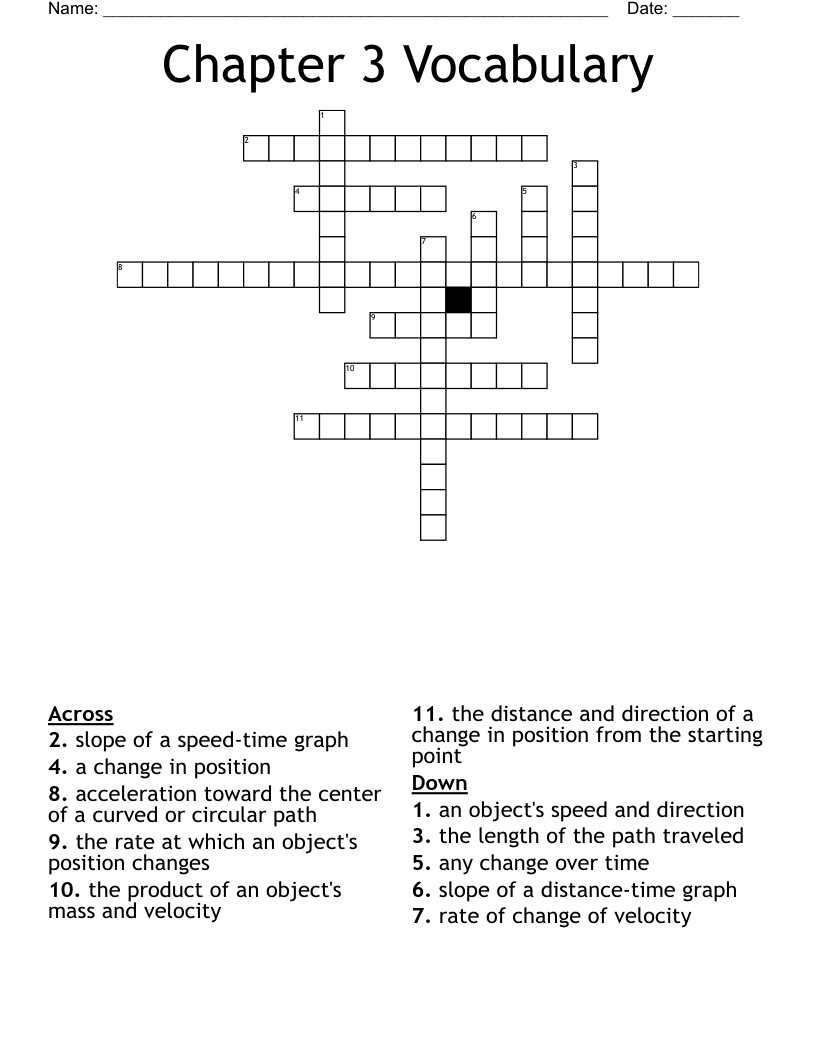 Chapter 3 Vocabulary Crossword - WordMint
