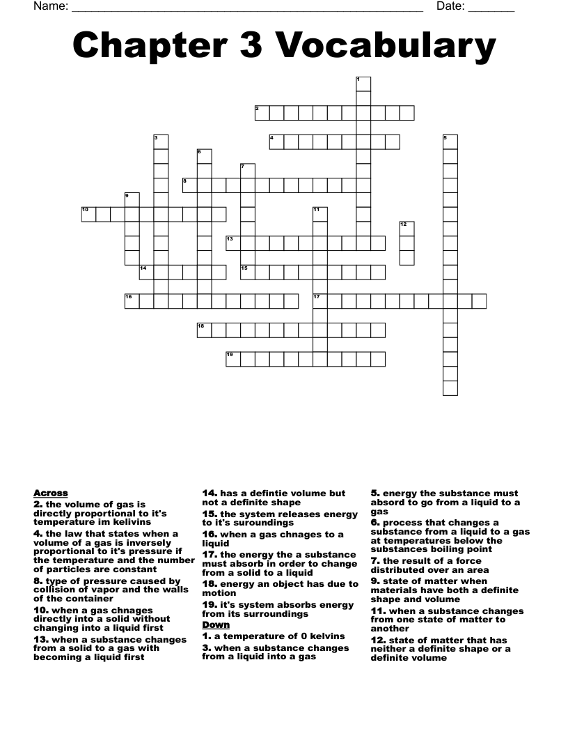 Chapter 3 Vocabulary Crossword - WordMint