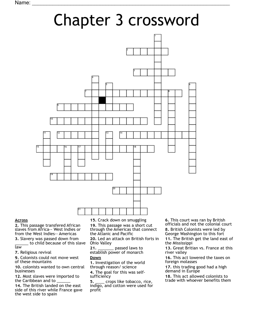 Enlightenment Crossword Puzzle Answer Key