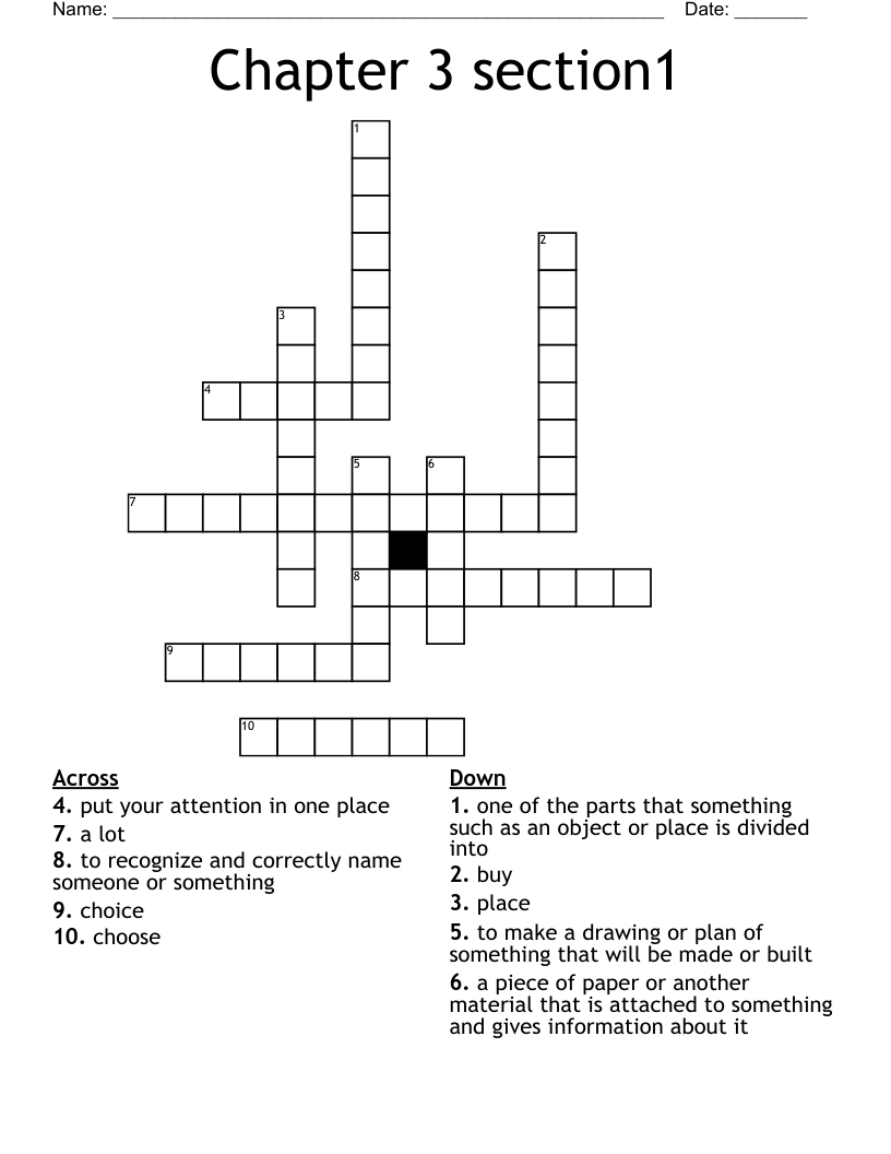 Chapter 3 section1 Crossword - WordMint