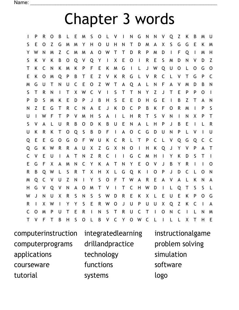 Chapter 3 words Word Search - WordMint