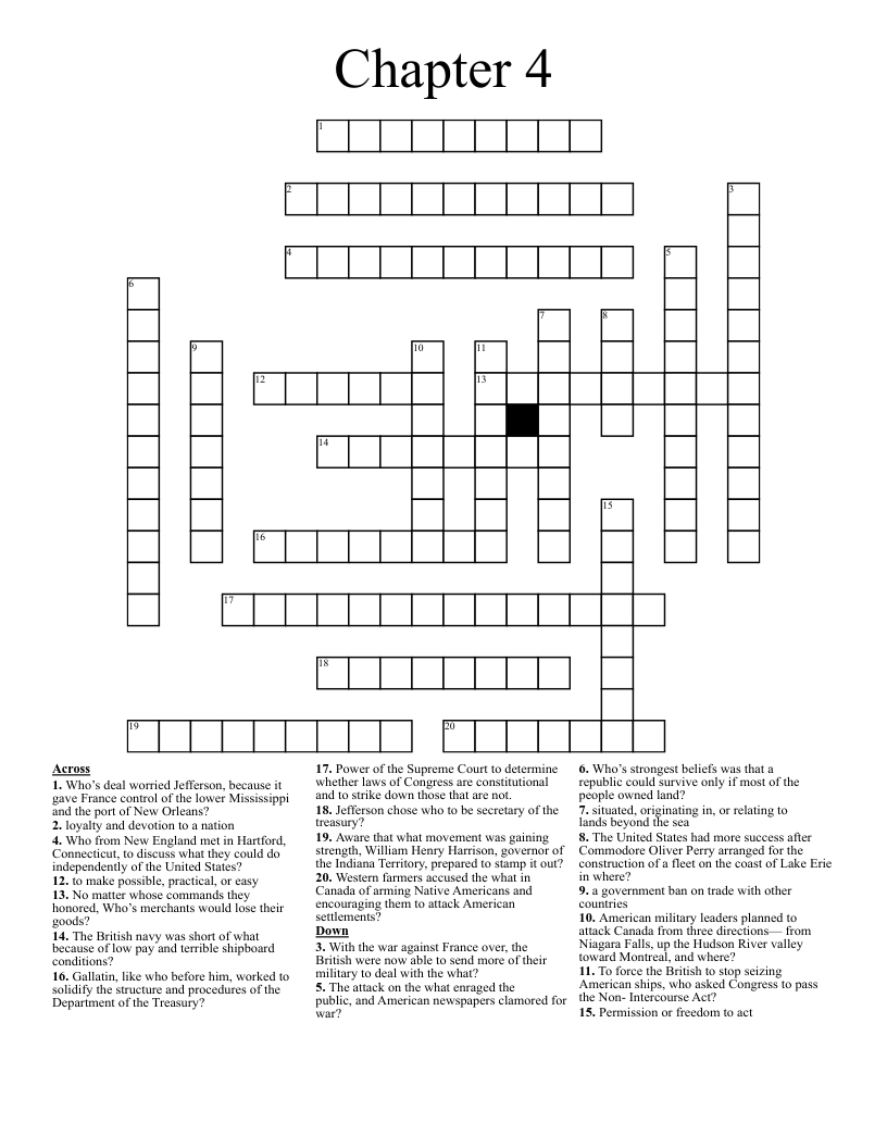 Chapter 4 Crossword WordMint