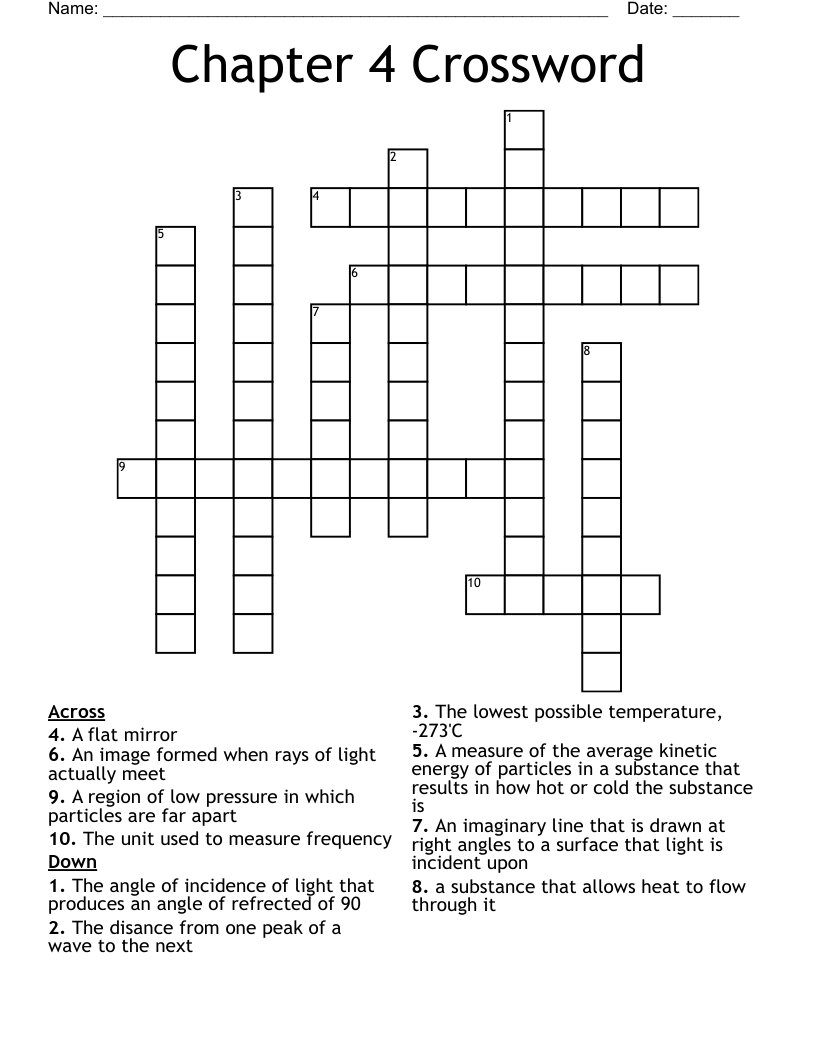 Chapter 4 Crossword - WordMint