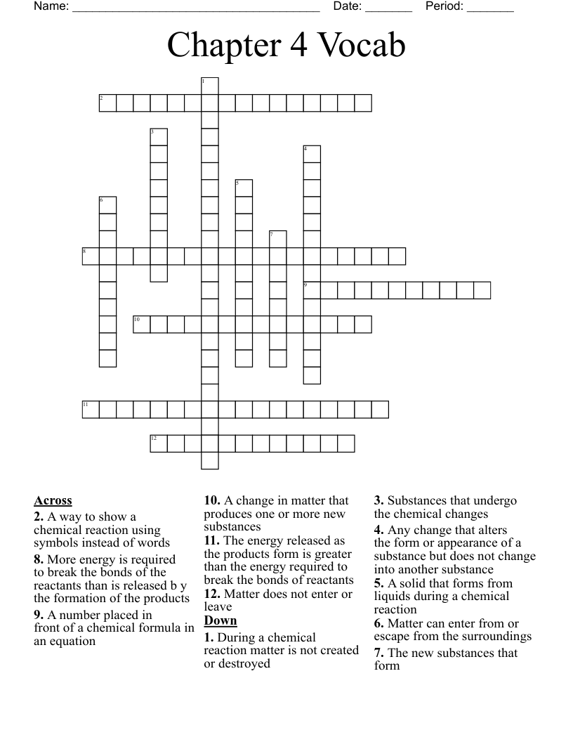 Chapter 4 Vocab Crossword - WordMint