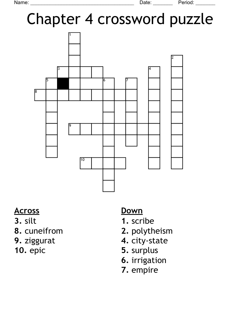 Chapter 4 Crossword Puzzle WordMint
