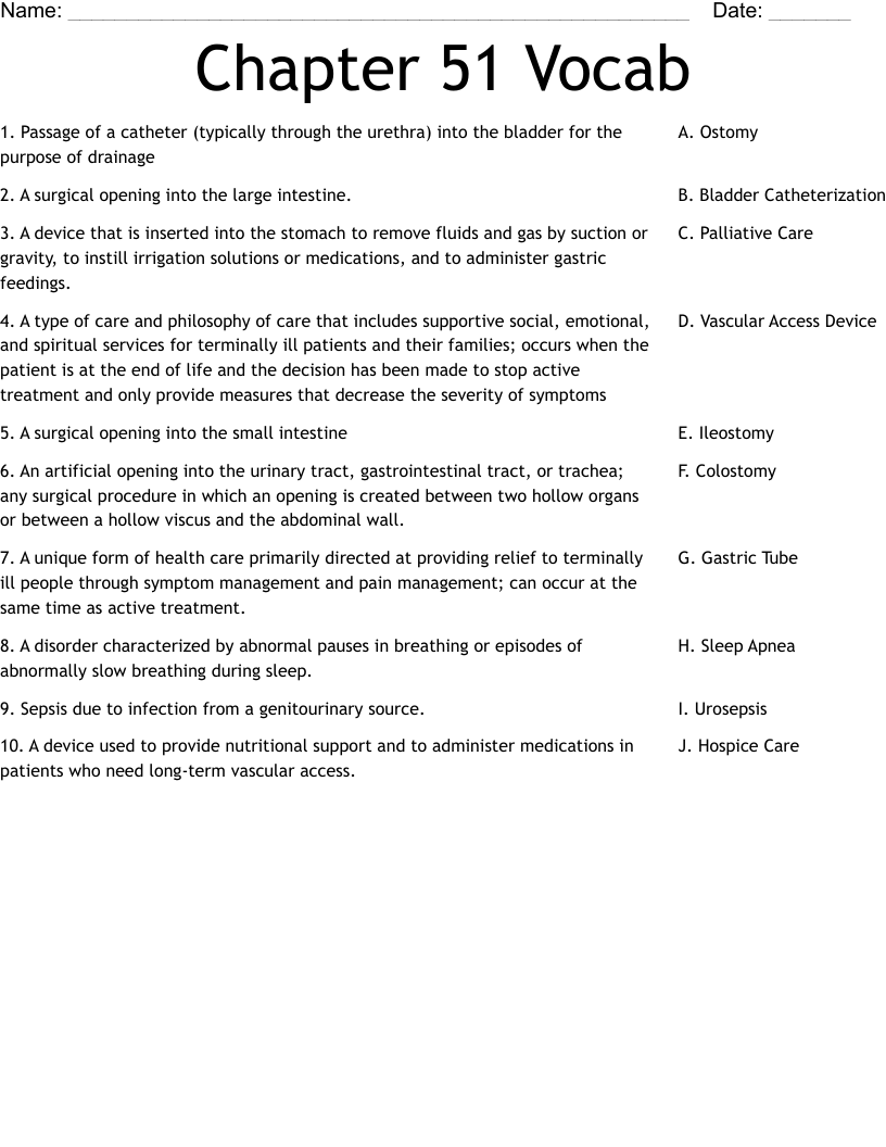 Chapter 51 Vocab Worksheet - WordMint