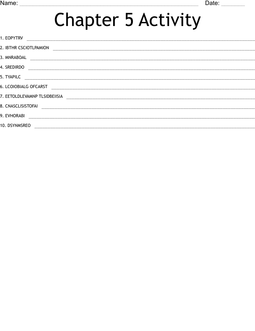 Chapter 5 Activity Word Scramble - WordMint
