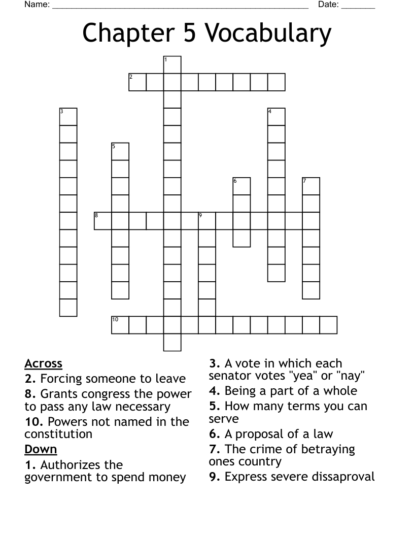 Chapter 5 Vocabulary Crossword - WordMint
