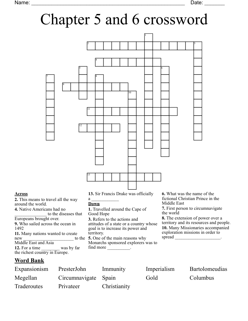 Chapter 5 and 6 crossword - WordMint