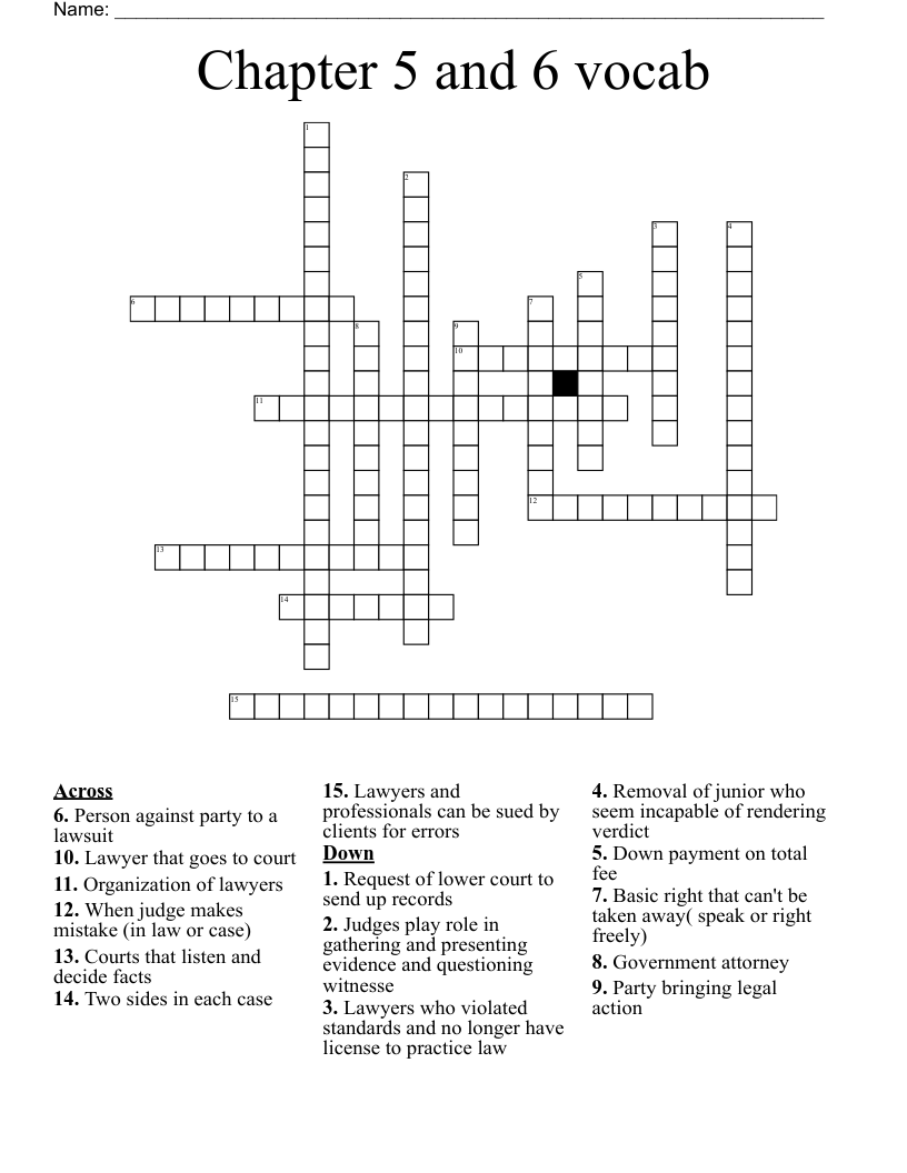 Chapter 5 And 6 Vocab Crossword WordMint