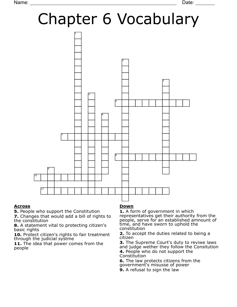 Chapter 6 Vocabulary Crossword - WordMint
