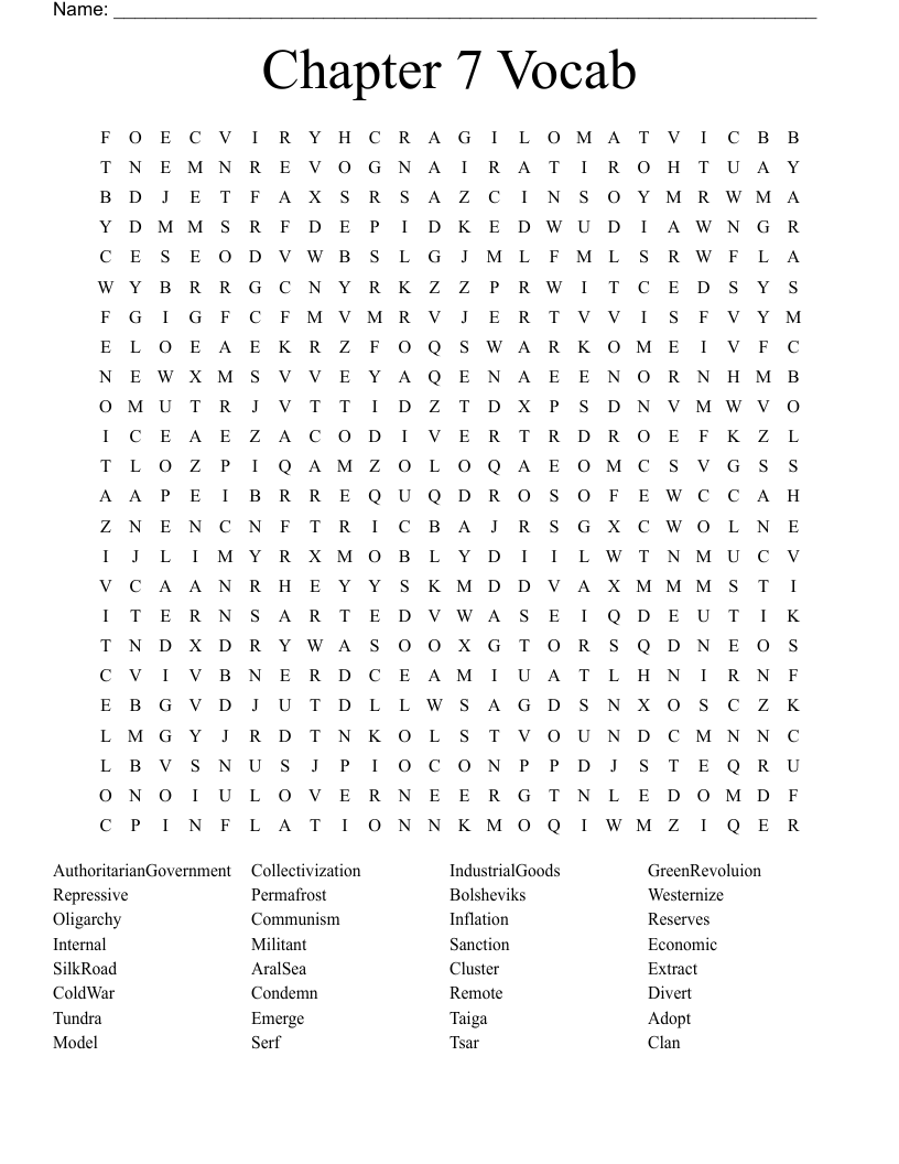 Chapter 7 Vocab Word Search - WordMint