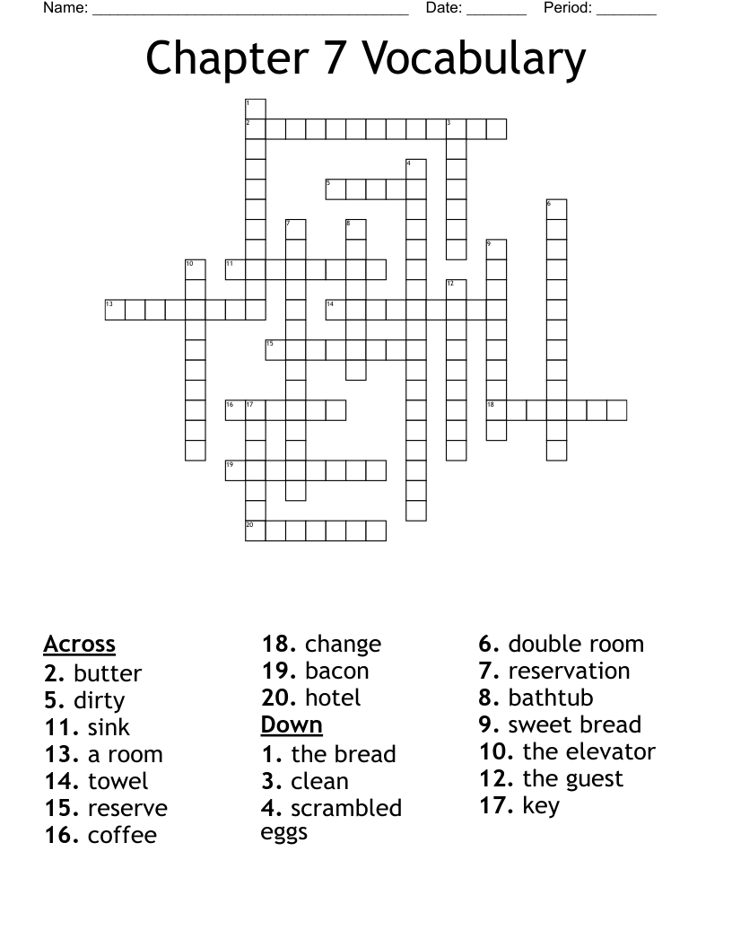 Chapter 7 Vocabulary Crossword WordMint