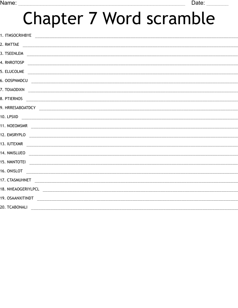 Chapter 7 Word scramble - WordMint