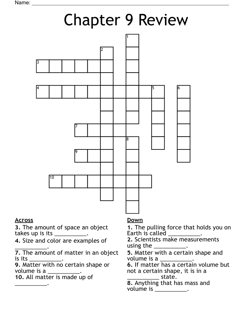 Chapter 9 Review Crossword - WordMint