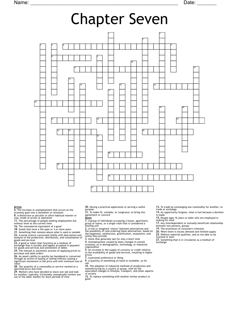Chapter Seven Crossword - WordMint